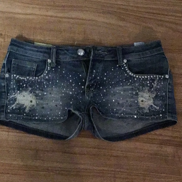Machine | Shorts | Denim Shorts Rhinestones | Poshmark